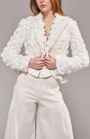 AZALEA WANG Briarrose Rosette Crop Blazer