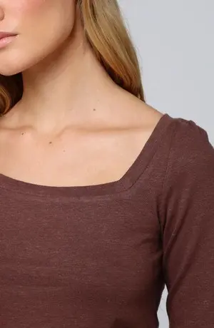JUANA Hemp Essentials Asymmetrical Neckline Tee - Cocoa