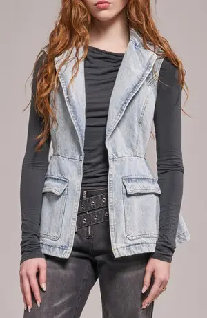 AZALEA WANG Peplum Vest - Denim