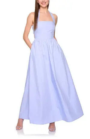 Susana Monaco Halter Neck Cotton Poplin Maxi Dress - Frosty