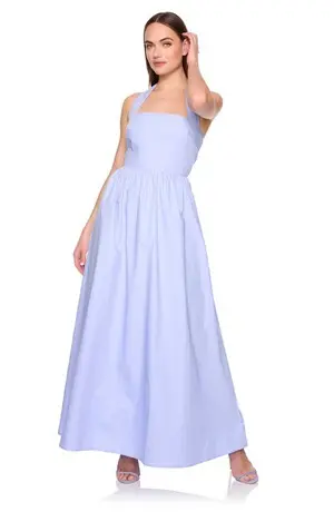Susana Monaco Halter Neck Cotton Poplin Maxi Dress - Frosty
