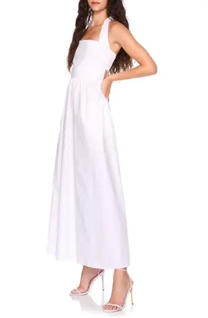 Susana Monaco Halter Neck Cotton Poplin Maxi Dress - Sugar