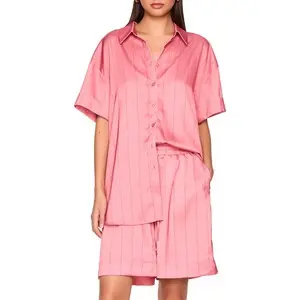 Susana Monaco Oversize Stripe Button-up Shirt - Rosa