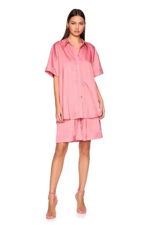 Susana Monaco Oversize Stripe Button-up Shirt - Rosa