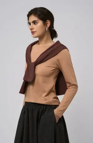 JUANA Hemp Essentials Long Sleeve Crewneck Tee - Fawn