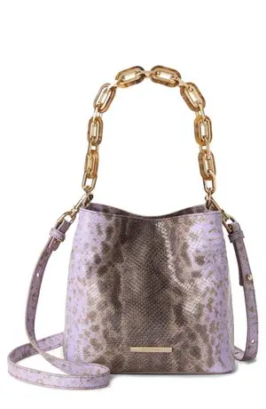 Brahmin Mod Mini Amelia Croc Embossed Leather Top Handle Bucket Bag