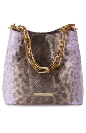 Brahmin Mod Mini Amelia Croc Embossed Leather Top Handle Bucket Bag