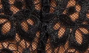 DITA VON TEESE Dahlia Lace Trim Thong - Black