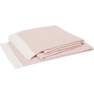 MATOUK Leo Fringed Throw Blanket - Blush