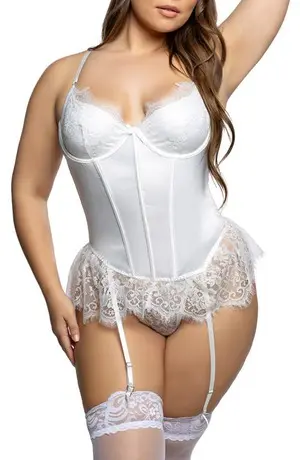 ROMA CONFIDENTIAL Bella Bustier Corset & Thong Set - White