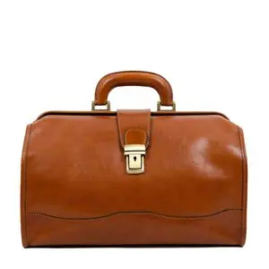 TIME RESISTANCE Leather Doctor Bag With Push Lock Closure - Brown