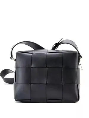 Bottega Veneta Cassette Zip Camera Maxi Intrecciato Leather Crossbody Bag - Grey