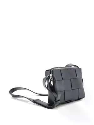 Bottega Veneta Cassette Zip Camera Maxi Intrecciato Leather Crossbody Bag - Grey
