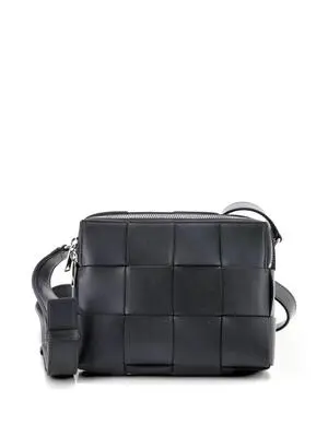 Bottega Veneta Cassette Zip Camera Maxi Intrecciato Leather Crossbody Bag - Grey
