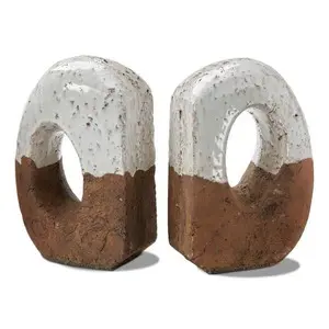 TAG Torus Decorative Bookends Multi Terracotta Stylish Decor - White