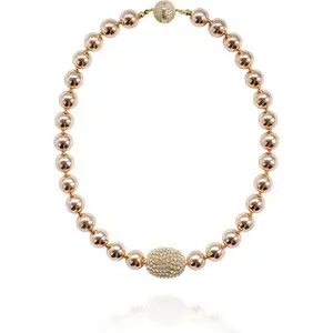 SAULE LABEL Cassia Necklace With Gold Hematite Beads And Crystal Rhinestones - Bold Gold