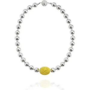 SAULE LABEL Saulė Label Cassia Necklace With Gold Hematite Beads And Crystal Rhinestones Citrine Flame