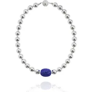 SAULE LABEL Cassia Necklace With Gold Hematite Beads And Crystal Rhinestones - Midnight Blue