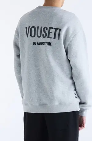 VOUSETI Us Against Time" Graphic Crewneck Sweatshirt