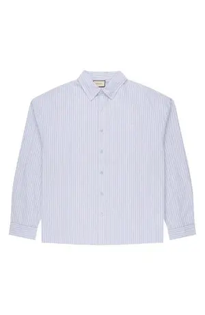 VOUSETI Off Court Boxy Fit Stripe Cotton Button-up Shirt