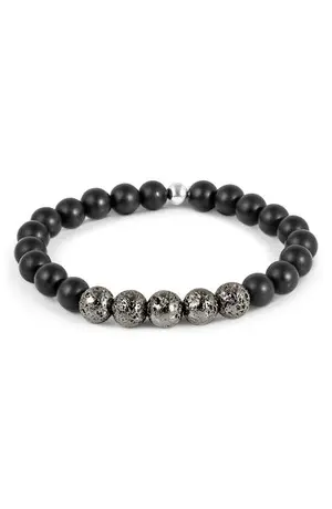 Tateossian Vesuvius Agate Beaded Stretch Bracelet - Black