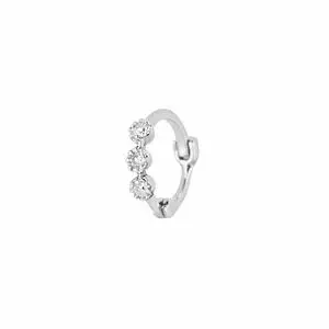 ZOHREH Mini Diamond Trilogy Huggie Hoop Earring In 9k White Gold - Silver