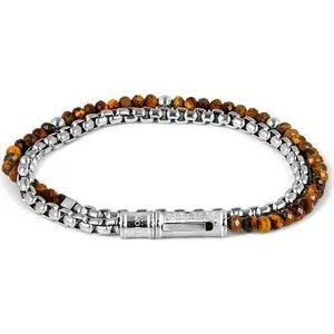 THOMPSON OF LONDON Tiger's Eye Double Wrap Bracelet - Brown
