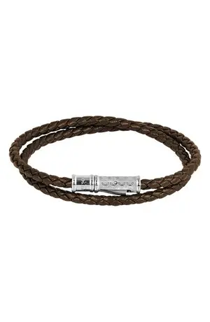 THOMPSON OF LONDON Clover Leather Double Wrap Bracelet - Brown
