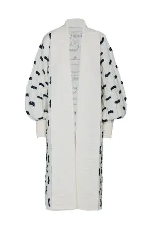 THE EXTREME COLLECTION Textured Aran Knit Long Coat - Blue