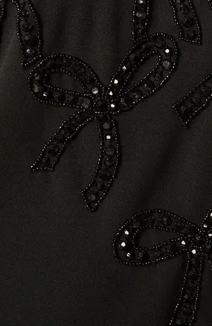 Adrianna Papell Beaded Bow Crepe Shift Dress - Black