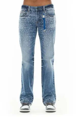 CULT OF INDIVIDUALITY Hagen Relaxed 608 Straight Leg Jeans With Embellishments - Crystal