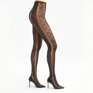 HIGH HEEL JUNGLE BY KATHRYN EISMAN Noir Stem Lace Tights - Black