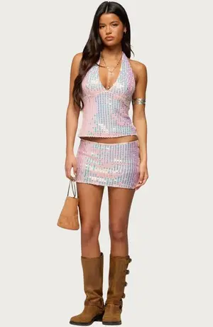 EDIKTED Kaelyn Sequin Miniskirt
