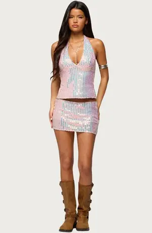 EDIKTED Kaelyn Sequin Miniskirt