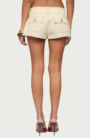 EDIKTED Kein An Low Rise Denim Shorts - Cream