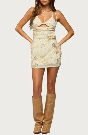 EDIKTED Embellished Two-piece Mini Dress