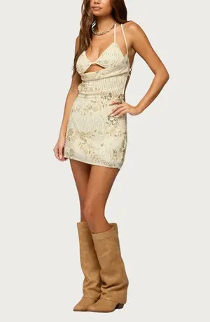 EDIKTED Embellished Two-piece Mini Dress