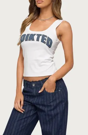 EDIKTED Girly Rib" Tank Top With Logo Detail