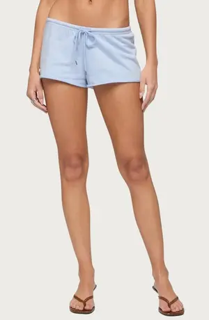 EDIKTED French Terry Drawstring Shorts - Light-blue