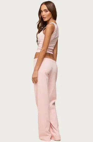 EDIKTED Ribbed Scoop Neck Tank - Light-pink