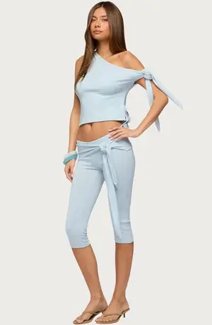 EDIKTED Adara Tied One Shoulder Top