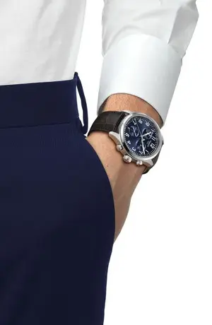 TISSOT Chrono Xl Sport Collection Leather Strap Watch - Blue