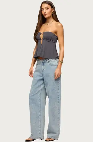 EDIKTED Nikita Strapless Cutout Top