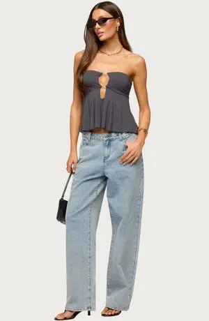 EDIKTED Nikita Strapless Cutout Top
