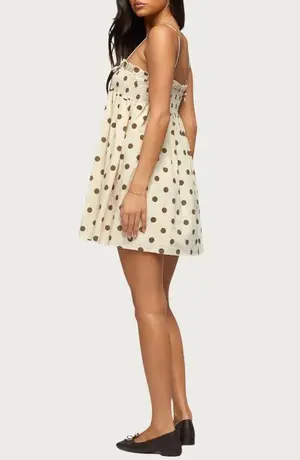 EDIKTED Polka Dot Square Neck Minidress