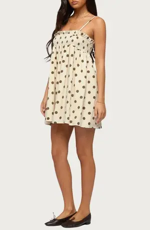 EDIKTED Polka Dot Square Neck Minidress