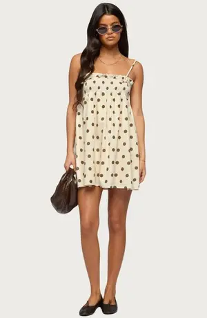 EDIKTED Polka Dot Square Neck Minidress