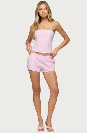 EDIKTED Amaliah Striped Cotton Blend Shorts