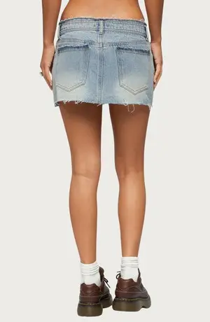 EDIKTED Emree Distressed Denim Miniskirt