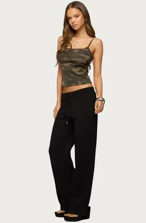 EDIKTED Camouflage Print Cropped Camisole - Olive